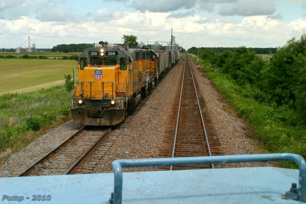 Northbound UP Special Business Train Meeting a Southbound UP Local Train